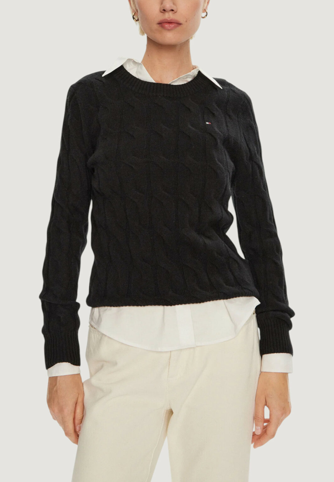 Maglione Tommy Hilfiger soft wool cable c-nk Nero | WW0WW43586 | Ultima ...